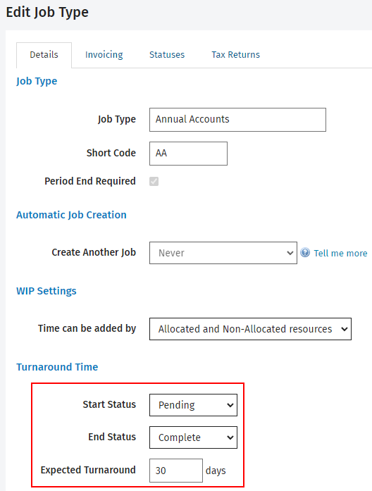 Job Turnaround report