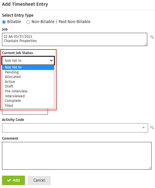 Update the job status